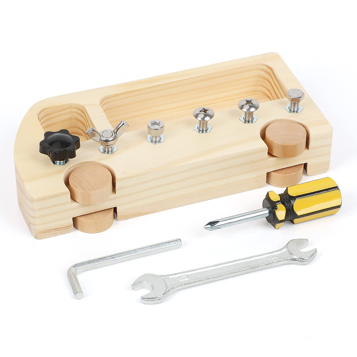 YGORTECH Montessori Wooden Screw Driver Board for Kids, Montessori Toys for 3 Year Old, Basic Skills Educational Sensory Learning Toy for Kids Toddlers Preschool.