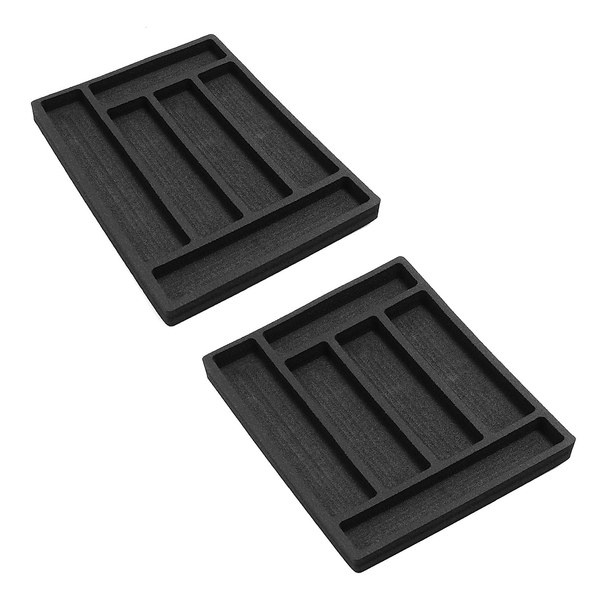 Polar Whale 2 Flatware Silverware Drawer Organizers Cutlery Forks Knives Spoons Non-Slip Waterproof Compact Tray Insert 11 x 15 x 1 Inch 6 Slot Great for Home Kitchen RVs Campers