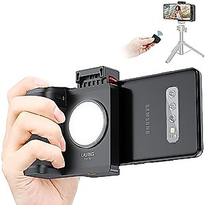 UURIG Smartphone Camera Shutter Remote Handle Grip with Detachable Wireless Remote Control,Three-Speed Adjustable Fill Light for iPhone Samsung Google OnePlus Phones Video/Photo Shooting