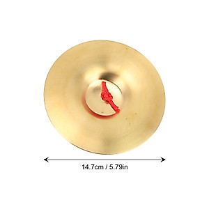 Jerliflyer Crash Cymbal, Yellow Brass Teaching Tool Cymbal Musical Instrument Hang to Storage Loud Voice Crash Cymbals with Red Lanyard for Kids, Adults