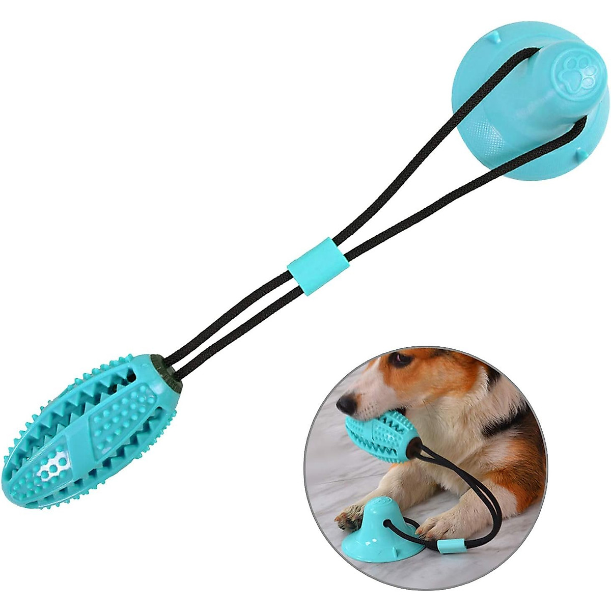 PrimePetPlay Suction Cup Dog Chew Toy - Bite Resistant and Durable - Perfect for Aggressive Chewers - Dental Health and Interactive Play, Sky Blue