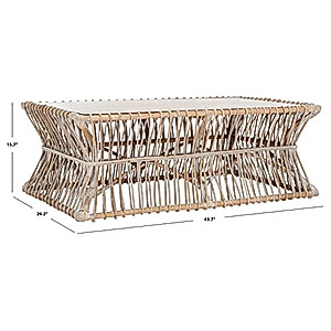 Safavieh Home Collection Gensho Rattan Coffee Table, White/Grey Wash