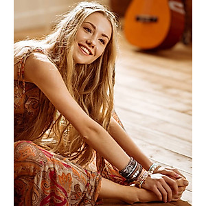 RONLLNA Tree of Life Leather Cuff Bracelet for Women Wrap Cross Bracelets Boho Bracelets with Pearl Gifts for Women Brown Tree