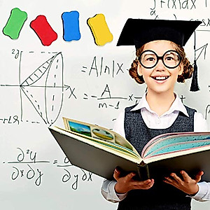 48 Pieces Magnetic Whiteboard Dry Eraser Office Erasers Bone Shaped Dry Erasers Fit for School, Home and Office, Red, Yellow, Blue and Green