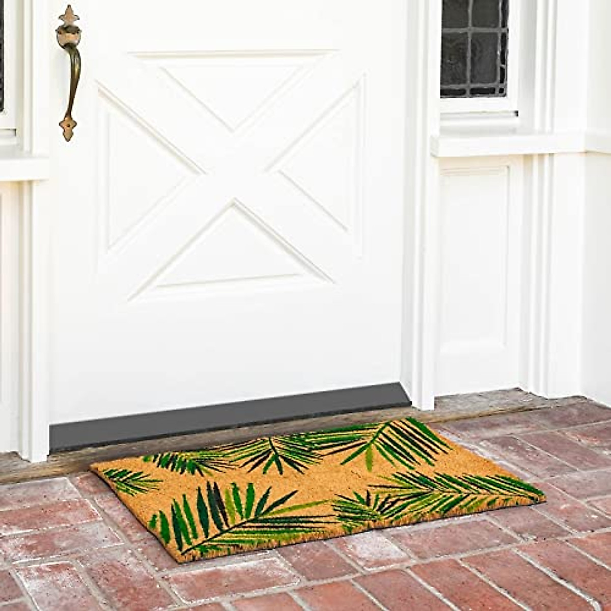 Juvale Tropical Welcome Mat for Outdoor Entrance, Coco Coir Palm Leaf Plant Doormat for Front Porch, Patio (30 x 17 in)