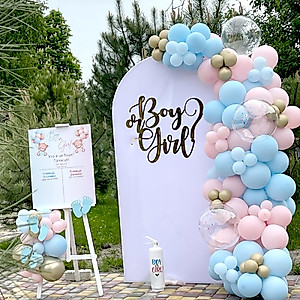 Blue and PInk Balloons, 60Pcs Pastel Pink Blue Balloons Metallic Blue Pink Balloons Macaron Blue Pink Confetti Balloon for Baby Shower Balloons Gender Reveal Birthday