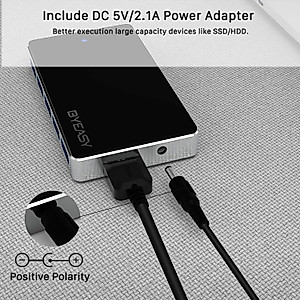 BYEASY Powered USB Hub 3.0, 7-Port USB Splitter with Power Adapter, 3.3 ft Long Cable and BC 1.2 Charging Port for iMac, MacBook Pro/Air, Mac Mini/Pro, PS4, Surface Pro, PC, Laptop, etc