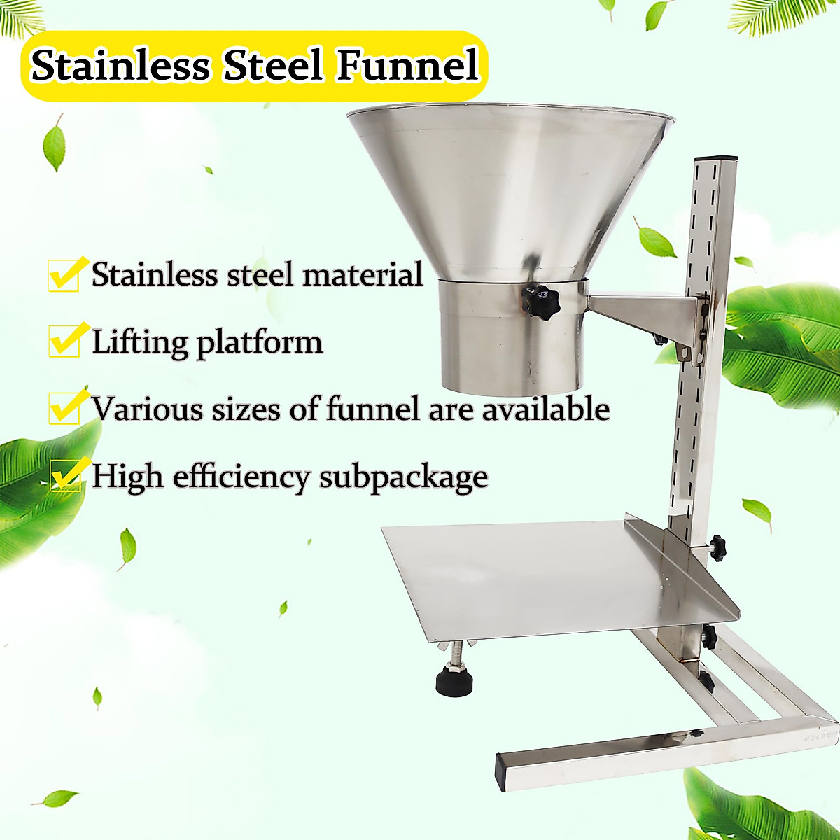 HQHAOTWU Stainless Steel Funnels ​with Support Stand Dispensing Funnel Stainless Steel Feeding Hopper for Powder Paste Liquid and Granule 5.5 in