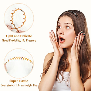 NONENDU Zig Zag Headbands Classic 90s Plastic Headband with Teeth Wavy Comb Headbands for Women Men, Shark Tooth Headband & Hair Band (2 Black + 2 Brown, Pack of 4)