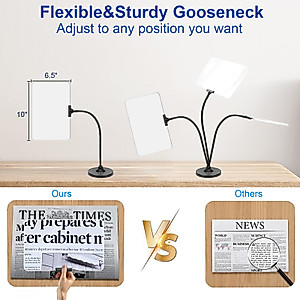 4X Magnifying Glass for Reading, 10"x6.5" Hands Free Magnifier with Stand, Large Full Page and Flexible Gooseneck for Senior Low Vision and Macular Degeneration When Sewing, Needlepoint, Reading