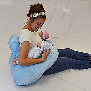 Twin Z Pillow The Blue - 6 uses in 1 Twin Pillow ! Breastfeeding, Bottlefeeding, Tummy Time, Reflux, Support and Pregnancy Pillow! Contains no Foam!