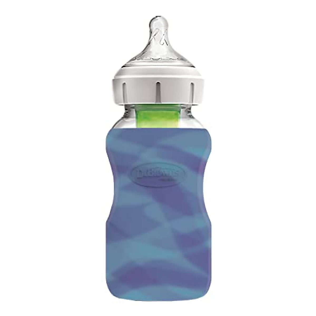 Dr. Brown’s Natural Flow Options+ Glass Baby Bottle Sleeves, 100% Silicone, 9 oz, Wide-Neck, Glow in the Dark