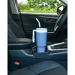 Nedyfix 40 oz Tumbler with Handle and Straw Stainless Steel Water Bottle Car Cup Holder Friendly Travel Mug Cup-Dark Blue