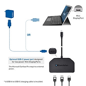 Cable Matters 101065, Mini DisplayPort/DisplayPort Splitter (2 DP + 1 HDMI), DP MST Hub with 2X DisplayPort and 1x HDMI for Windows, NOT Compatible with macOS