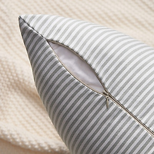 Topfinel Farmhouse Decorative Throw Pillow Covers 18x18inch Set of 4 Spring Green Cushion Case Buffalo Check Plaid Pillow Covers Canvas Striped Pillowcases for Bed Sofa Home Decor, Grey Green