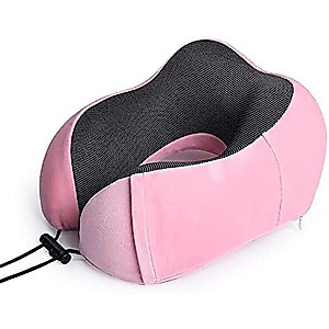 Memory Foam U-Shaped Travel Pillow Neck Support Head Rest Car Plane Soft Cushion (Pink)
