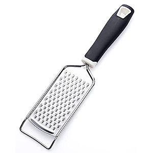 Rainspire Professional Cheese Graters for Kitchen Stainless Steel Handheld, Metal Lemon Zester Grater With Handle For Cheese, Chocolate, Spices, Kitchen Gadgets And Tools, Soft Grip Handle, Black