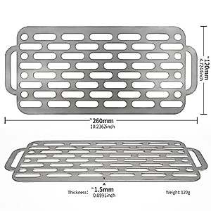 TiTo Titanium BBQ Net Grill Portable Ultralight Non-Stick Meat Grill Grate for Home Garden Outdoor Camping Picnic Hiking Charcoal Holder with Storage Bag (B)