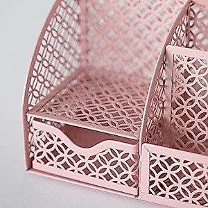 BLU MONACO Light Pink Desk Organizer - Cute and Girly Pink Desk Accessories - Office Storage for Girls and Women - Paper Storage and Office Supply Storage - Home Office