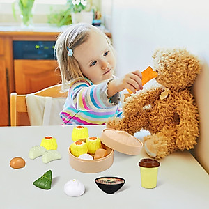 Play Food 26pcs Pretend Play Toy Asia Dim Sum Set Steamer Buns Chinese Breakfast Toy for Kids Food Kitchen Set Cooking Dish Asia Tea Time Birthday Gift, Style Random
