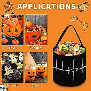 Airplane Pilot Heartbeat Halloween Tote Reusable Trick Or Treat Bucket Pumpkin Party Favor Bags with Hand Strap