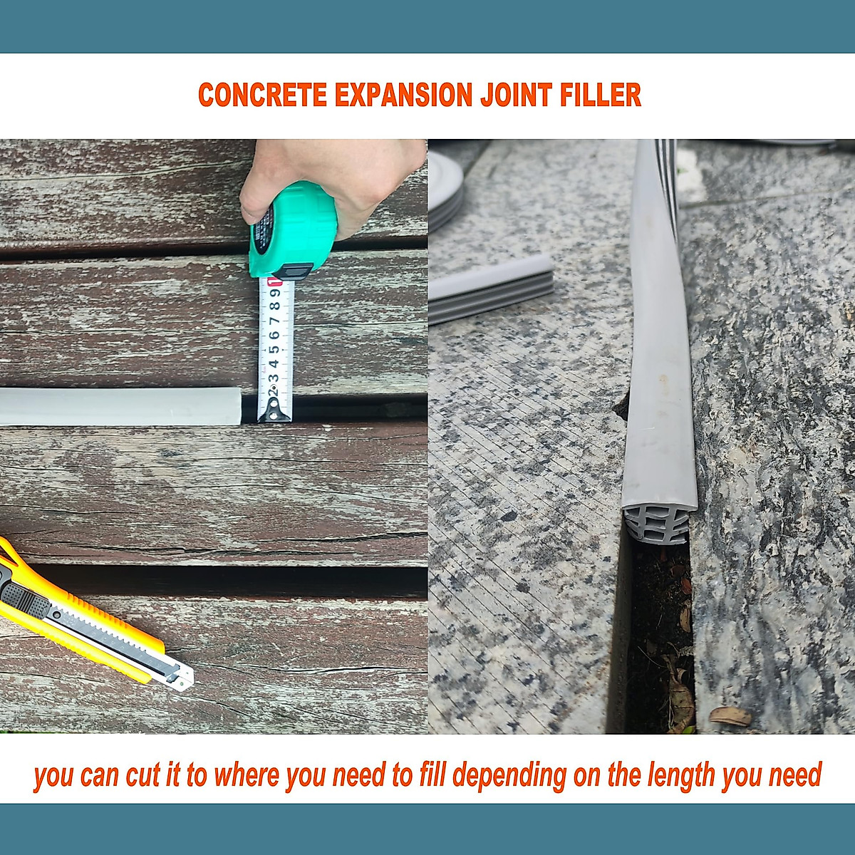 URUAST Flexible EPDM Rubber Strip (1'' Wide, 50 Ft Long) for Concrete Crack Repair Replacement - Weather Aging Resistance Upgrading Expansion Joint Filler