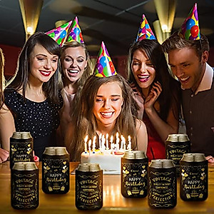 12 Pcs Happy Birthday Can Cooler Sleeves Insulated Birthday Can Sleeves Neoprene Can Sleeves Beverage Beer Coolers for 12 oz Cans Men Women Birthday Party Favor Gifts(Birthday)