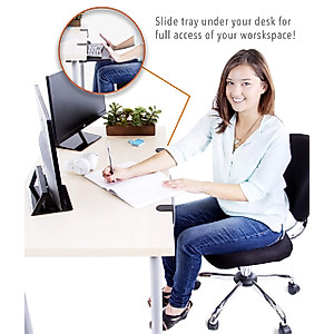Stand Steady Clamp On Keyboard Tray | Keyboard Shelf - Small Size - Easy Install - No Need to Drill into Desk! Retractable to Slide Under Desktop | Great for Home or Office!