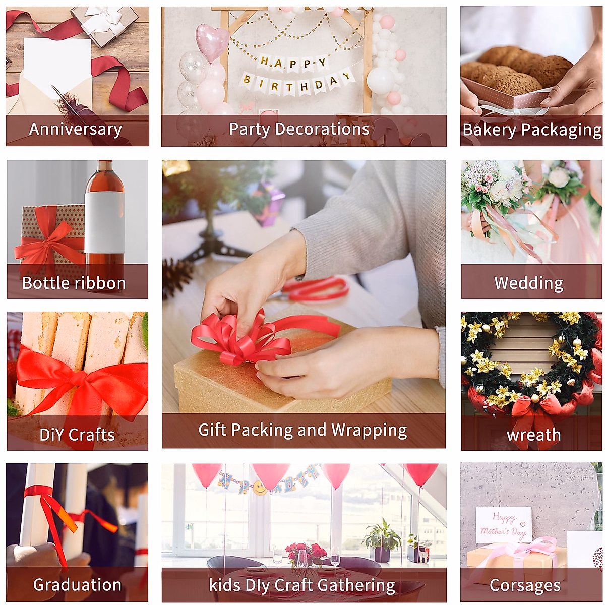 1.5" X 20 Yards Burgundy Velvet Ribbon for Christmas Tree Wreath Decoration Handmade Crafts Ornaments Gift Wrapping & Bow Making