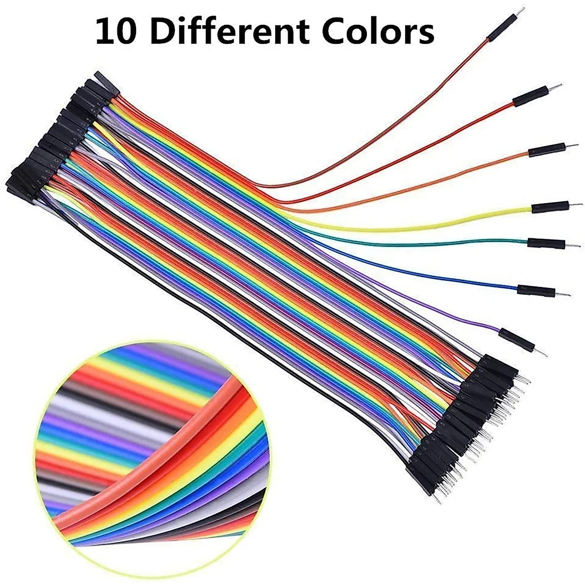 Eiechip Dupont Jumper Wires 120pins 7.9in Dupont Wire kit Breadboard Multicolored Dupont Wire 40pin Male to Female, 40pin Male to Male, 40pin Female to Female Breadboard Jumper Wires Ribbon Cables Kit