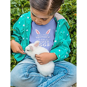 Will Trade Brother for Easter Eggs Funny Siblings Kids Easter's T-Shirt 6 Months California Blue