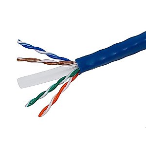 Monoprice Cat6 Ethernet Bulk Cable - Stranded, 550Mhz, 10G, UTP, CM, 24AWG, Pure Bare Copper Wire, Pull Box, 250 Feet, Blue