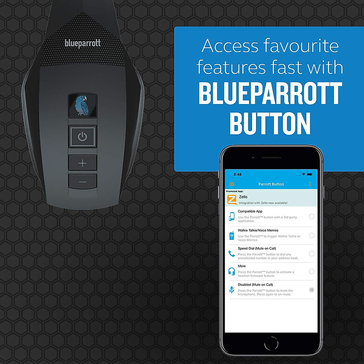 BlueParrott B550-XT Voice-Controlled Bluetooth Headset – Industry Leading Sound with Long Wireless Range, Extreme Comfort and Up to 24 Hours of Talk Time, Black