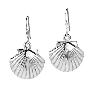 AeraVida Beach Summer Seashell Clam Boho Sterling Silver Dangle Earrings | Chic Boho Style Sterling Silver Dangle Earring for Women | Jewelry Gift