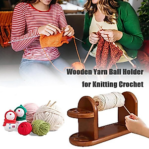 Generic Yarn Holder for Crocheting Wooden Yarn Rack Stand with Slots Yarn Storage Organizer Knitting & Crochet Supplies Horizontal Yarn Spinner Stable Yarn Ball Dispenser for Knitting Lovers, Brown