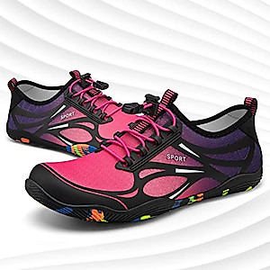 Water Shoes for Women Men River Shoes Adult Swim Beach Lake Pool Aqua Socks Barefoot Quick Dry for Hiking Surfing Kayaking Size Women 8.5 / Men 7.5 (4-Purple)