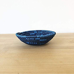 Small African Basket: Ramba/Rwanda Basket/Woven Bowl/Sisal & Sweetgrass Basket/Blues