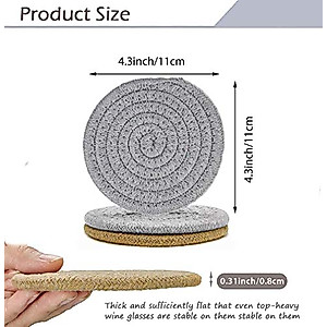 4 Pieces Coasters for Drinks Absorbent Handmade Braided Coaster Set 4.3 Inch Thicken Heat Insulation Coasters for Drinks (Grey)