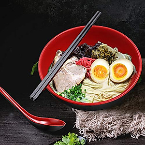 6 Sets 37 oz Large Ramen Bowl Set with Spoons Chopsticks, Asian, Chinese, Japanese or Pho Melamine Soup Bowl, Complete Dinnerware for Pho, Udon, Soup and Asian Cuisines
