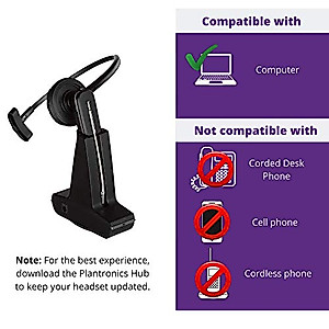Plantronics Savi W440 Wireless DECT Headset System for Laptop & Softphone (Renewed)