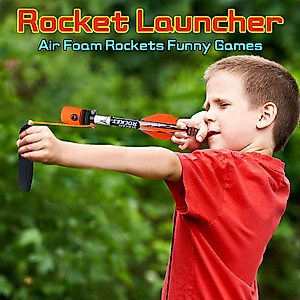 VATOS Slingshot Rocket Launcher Toys for Kids - Sky Rockets Air Foam Scream Rocket with 2 Pack & 1 Launcher | Shoots Up to 250 FT Outdoor Indoor Activity for Boys Girls Aged 4 5 6 7 8 9+
