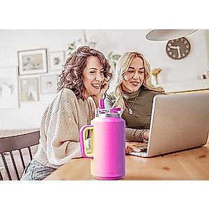 Meoky 50 oz Tumbler with Handle, Stainless Steel Vacuum Insulated Tumbler with Lid and Straw, Keeps Cold for 36 Hours, 100% Leak-proof, BPA-Free (Carnival)