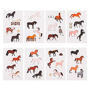 24 Sheets Horses Temporary Tattoos, Horses Birthday Decorations Party Favors