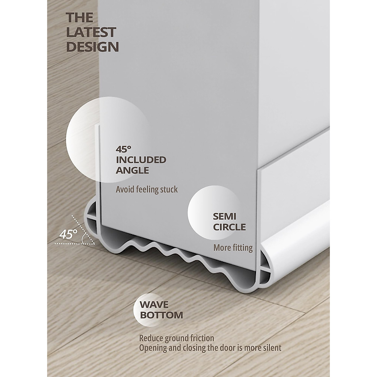 Vastaia 39" Length Door Draft Stopper Under Door Draft Blocker Insulator Door Sweep Weather Stripping Noise Stopper Strong Adhesive (White)