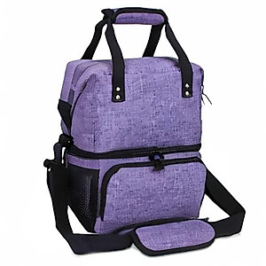 Luxja Breast Pump Bag with 2 Compartments for Breast Pump and Cooler Bag, Leakproof Pumping Bag for Working Mothers (Fits Most Major Breast Pump), Purple
