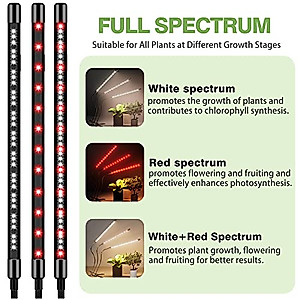 BAEDAOD Grow Lights for Indoor Plants, 6000K 135 LEDs Grow Light for Seed Starting with Full Spectrum, Clip Plant Lights with Flexible Gooseneck，3/9/12H Timer, 10 Dimmable Levels, 3 Switch Modes