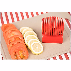 WOIWO Multi use Tomato Slicer Holder Potatoes Round Fruits Vegetables Tools Kitchen Cutting Aid Get Perfectly Sliced Tomato And Vegetable Slices With Half The Prep Time