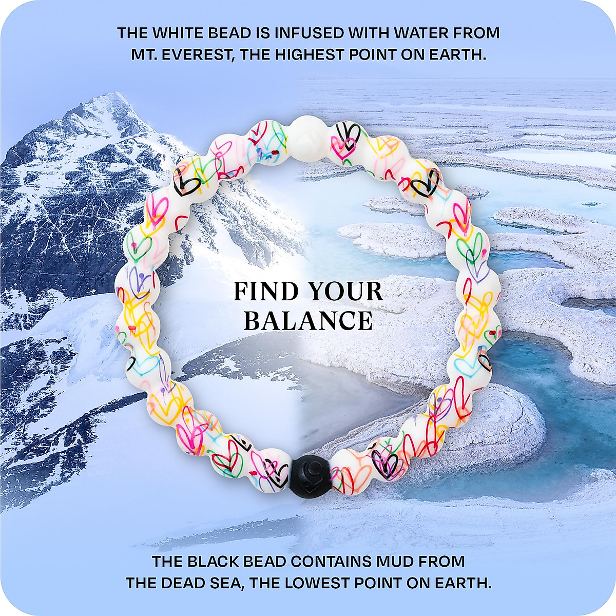 Lokai Silicone Beaded Bracelet for Women & Men, Artist Collection - James Goldcrown Hearts, (Small, 6 Inch Circumference) - Jewelry Fashion Silicone Bracelet Slides-On, Comfortable Fit