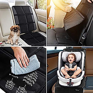 Car Seat Protector, 2 Pack Large Car Seat Protectors for Child Baby Car Seat with Organizer Pockets, Thick Padding Waterproof Car Seat Protector, Auto Vehicle Leather Seats Dog Mat Cover Pads, Black