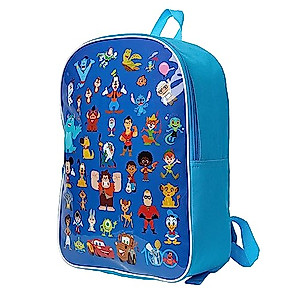 Disney 100 15" Backpack Donald Goofy Woody Sully Dug Aladdin Peter Pan Kids Blue